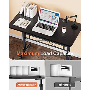 Small Standing Desk Adjustable Height, Mobile Stand Up Desk with Wheels, 32 Inch Portable Rolling Desk Small Computer Desk, Portable Laptop Desk Standing Table Black
