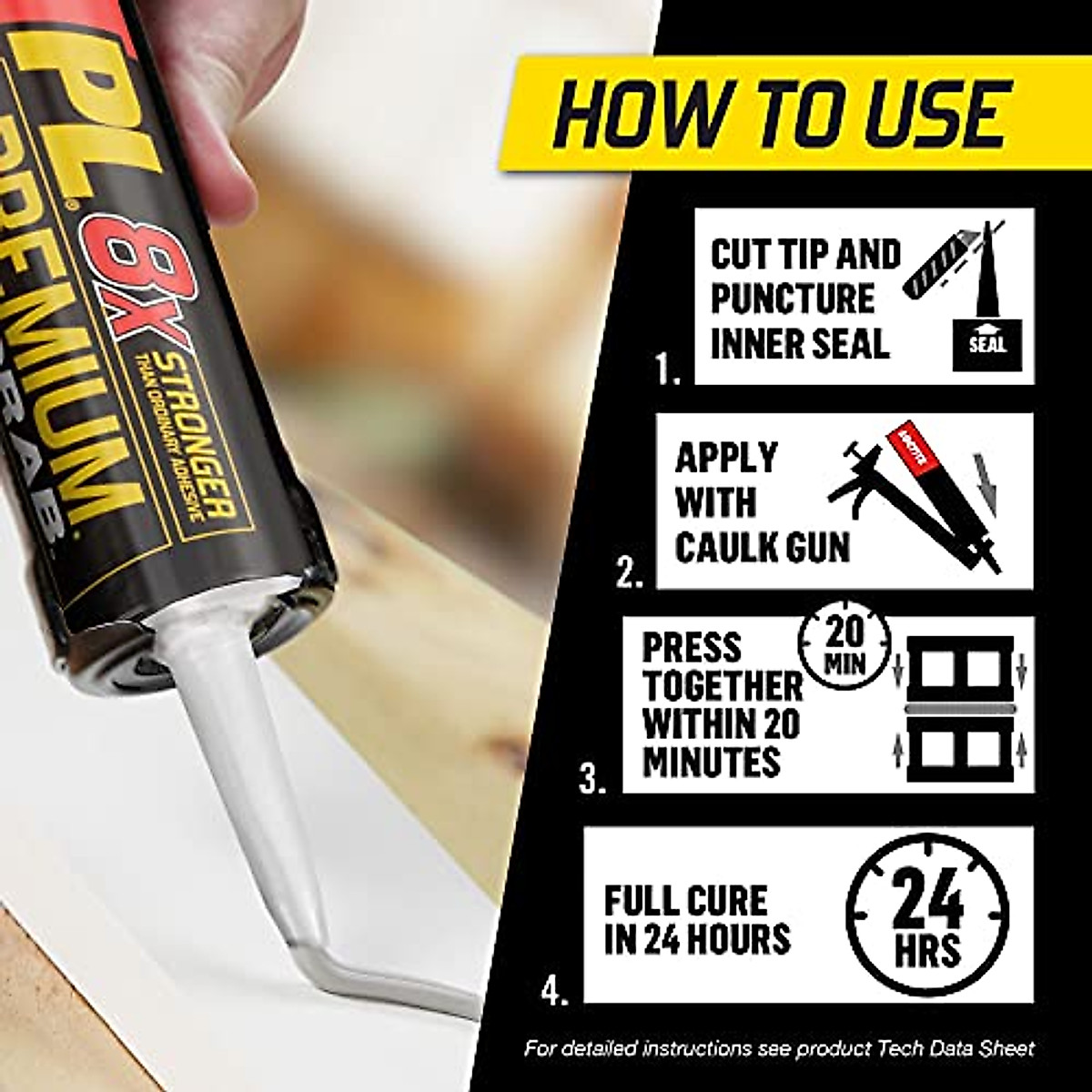 Loctite PL Premium Fast Grab Polyurethane Construction Adhesive, 10 fl oz, 1, Cartridge