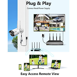 {Dual Antennas for WiFi Enhanced & 60 Days Storage} AI Human Detected 2K 3.0MP Wireless Security Camera System,OOSSXX 8 Channel NVR HD Outdoor Home Surveillance WiFi Cameras Systems with 4TB HDD