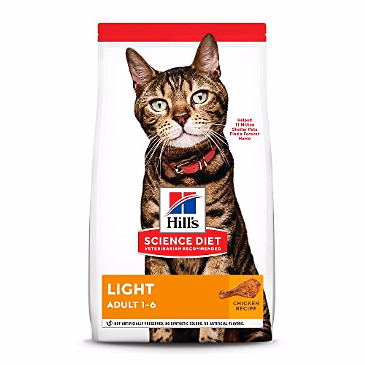 Hill's Science Diet Light, Adult 1-6, Weight Management Support, Dry Cat Food, Chicken Recipe, 16 lb Bag
