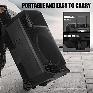 PA Speaker System - Active Bluetooth Compatible Speaker with USB, 15 inch Rechargeable Powered Dj, 2 Wireless Microphone.
