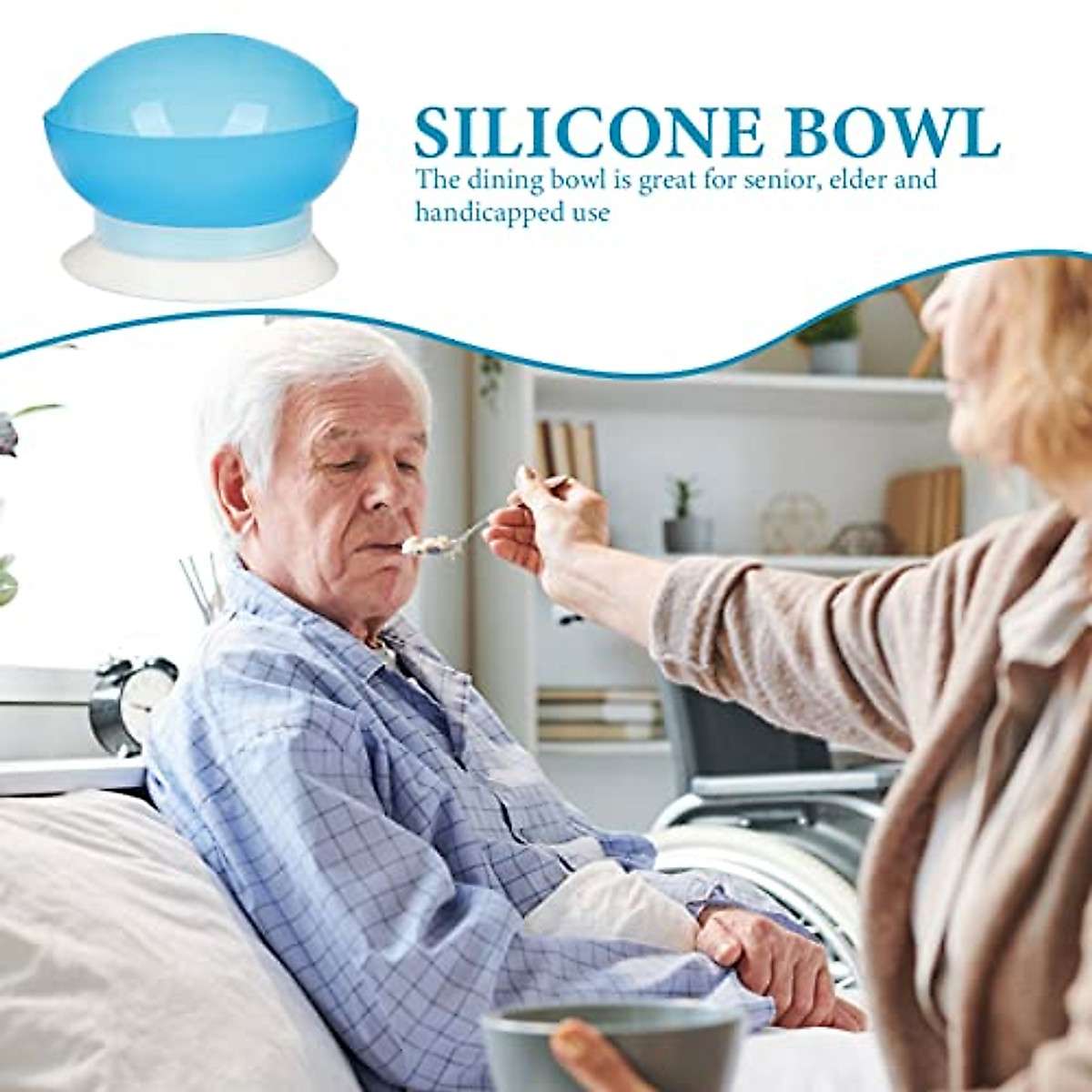 Scooper Bowl with Suction Cup Base Suction Bowl Spillproof Scoop Plate Round Scoop Dish Disabled Non‑Slip Tableware for Babies Disabled Patients Self-Feeding Aid