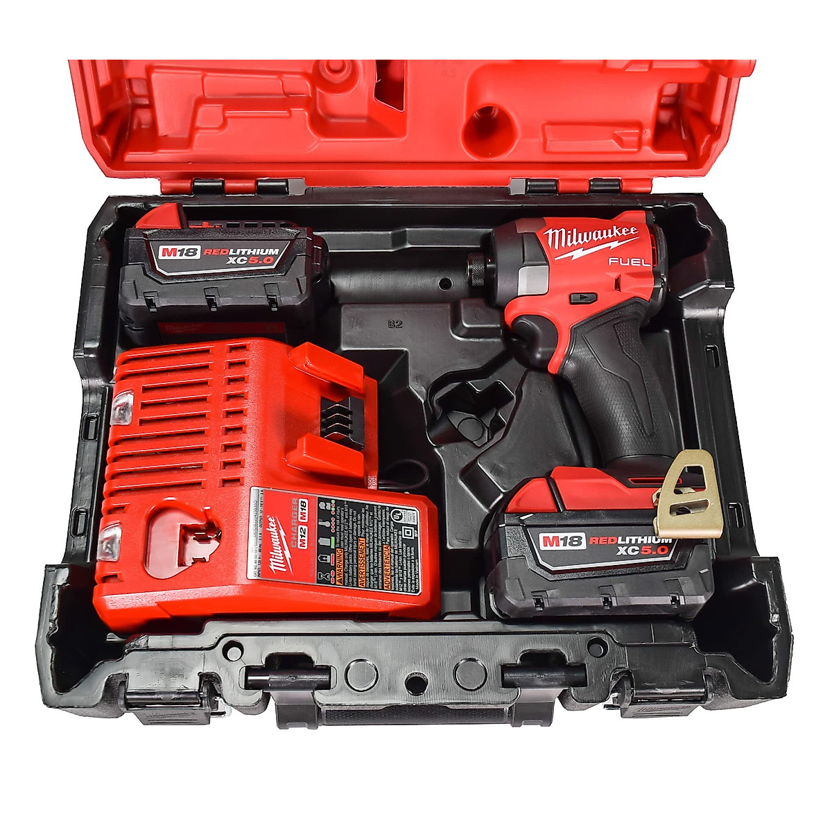 Milwaukee 2953-22 18V Cordless Brushless 1/4" Hex Impact Driver Kit with (2) 5.0Ah Lithium Ion Batteries, Charger & Tool Case