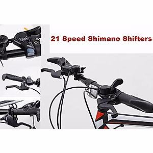 26 inch Mountain Bike, 21-Speed Mountain Bicycles, Comfort MTB with Front Suspension and Disc Brakes, Mens and Womens Commuting City Road Bike (Black Red)