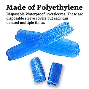 Yzurbu 200pcs Plastic Disposable Sleeves, Waterproof Sleeve Protector for Arm with Elastic on Cuff