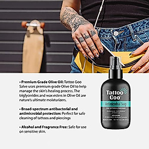 Tattoo Goo Aftercare Kit Includes Antimicrobial Soap, Balm, and Lotion, Tattoo Care for Color Enhancement + Quick Healing - Vegan, Cruelty-Free, Petroleum-Free, Tattoo Artist Gifts (3 Piece Set)