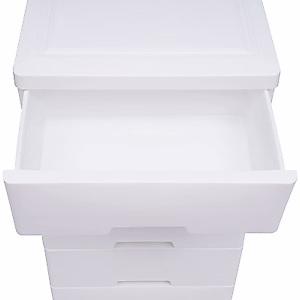 5 Drawer Storage Cabinet with Wheels,Plastic Drawers Dresser,5 Tier Storage Cabinet for Living Room,Bedroom,Kitchen,White