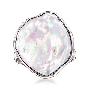 Ross-Simons 20x16mm Cultured Keshi Pearl Ring in Sterling Silver. Size 9