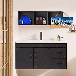 Welcome Hanging Wooden Sign - Welcome Wall Sign, Beaches and Starfish Door Sign, Ocean Theme Plaque Decoration