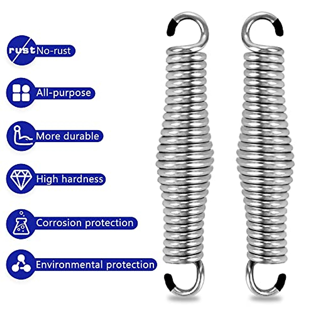 Mros 2Pcs Premium Porch Swing Springs Heavy-Duty– 1300Lbs Capacity Chrome Hammock Hanging Chair Spring for Hammock Chairs Ceiling Mount Porch Swings,Safe Hanging Kit for Indoor and Outdoor