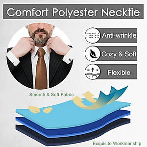 Luckyvestir Mens Tie Solid Satin Neck Ties 3.15'' Formal Necktie for Wedding Business Christmas Father's Valentine's Day Gift