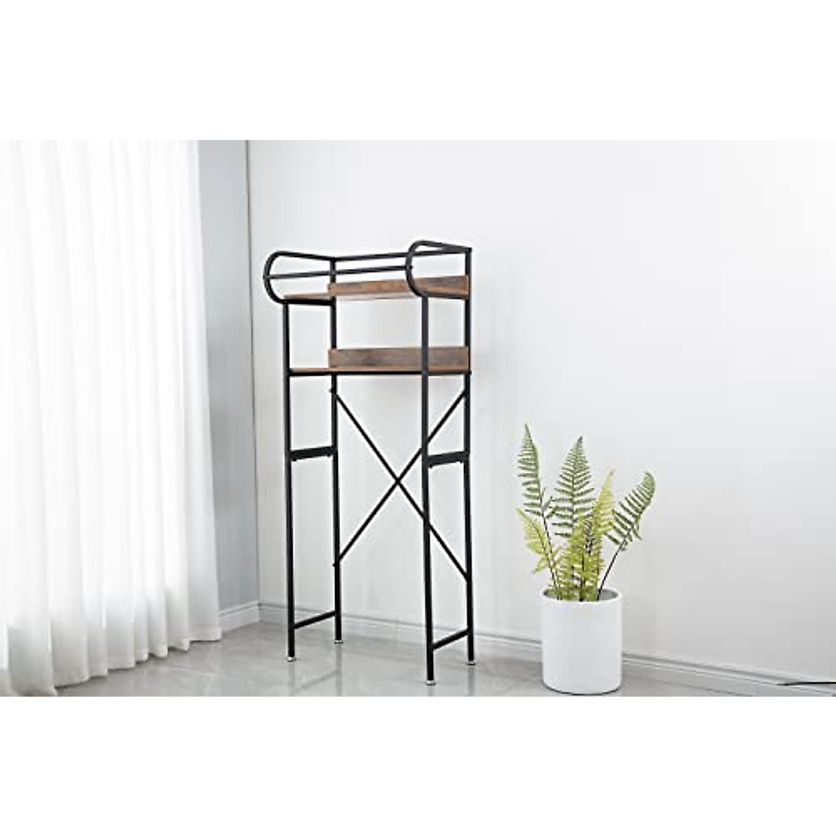 Piklomo 2-Tier Bathroom Room Shelf Washing Machine Storage Utility Rack Over The Toilet Washer Dryer Storage Shelf Bathroom Organizer Rack Space Saving Shelving Units