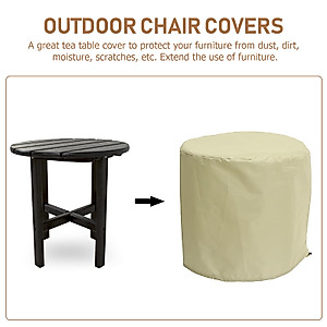 Yardwe Round Patio Table Cover Furniture Cover Outdoor Coffee Table Covers Tea Table Covers, 17.6 x 18.4 Inches