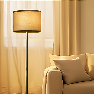 Oneach 61" Farmhouse Industrial Floor Lamp for Living Room Standing Floor Lamp Rustic Floor Lamps for Living Room Bedroom Tall Lamps with Foot Switch for Bedroom with Grey Linen Lamp Shade