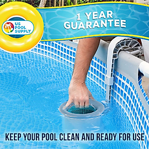 U.S. Pool Supply Premium Above Ground Pool Surface Skimmer, Wall Mount - Cleans Automatically, Attach to Inflatable Collars, Tubular & Metal Frame Pool Structures, Skim Debris Pool Maintenance Cleaner