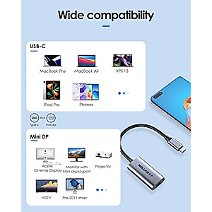 LENTION 4K@60Hz USB C to Mini DisplayPort Adapter,USB C Compatible 2023-2016 MacBook Pro,New iPad/Surface/Mac Air,Mini DP Connect Aging Apple Cinema Display,iMac, and More(CU609)
