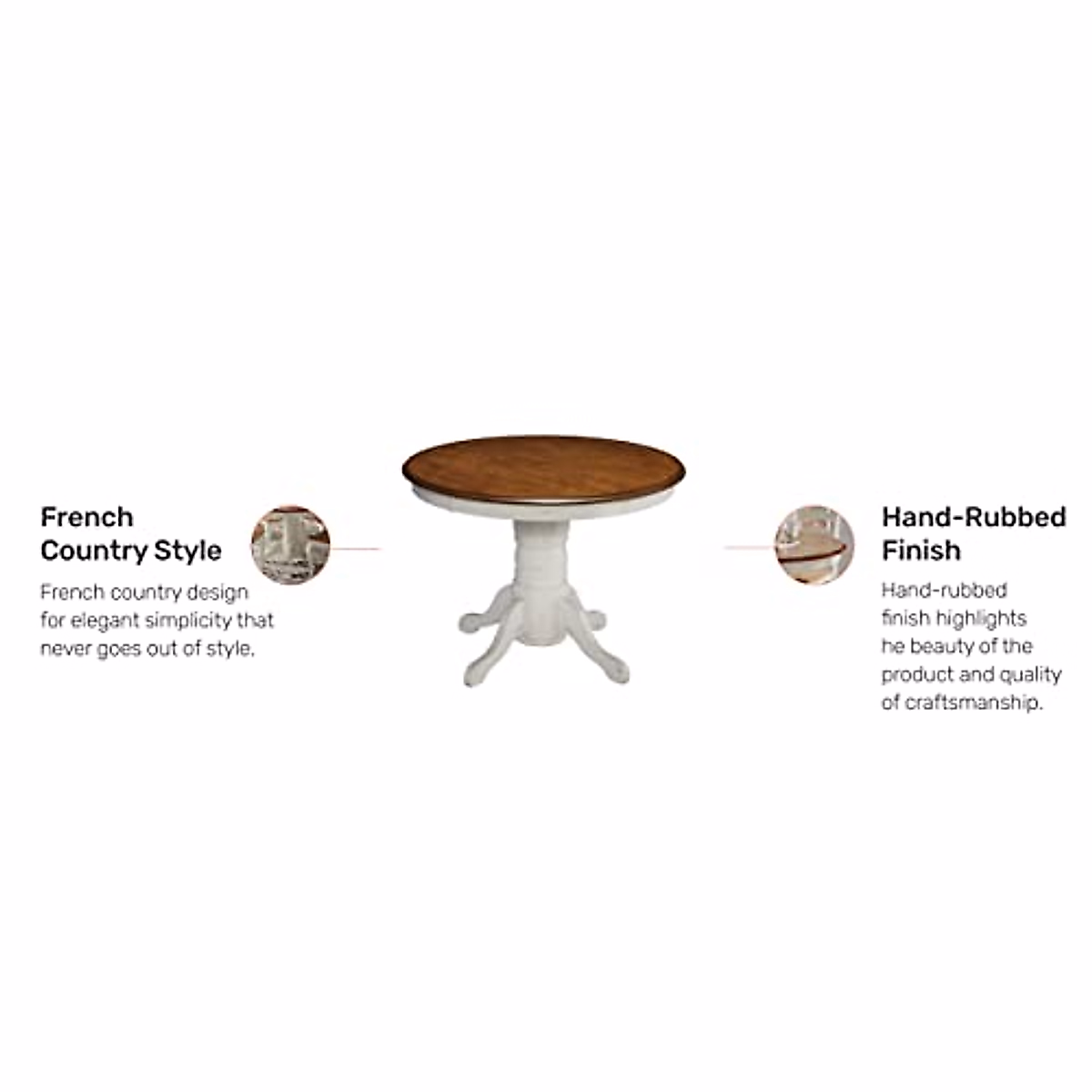 French Countryside Oak/ White 42" Round Pedestal Table by Home Styles