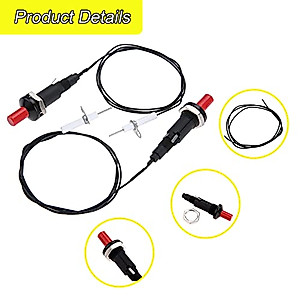 Guofulda 2 Sets Grill Piezo Igniters, Type of 1 Out 2 Electrode 200 Degree Resistance Wire 1 Meter, with Cable Push Button Igniter, Fit for Gas Fireplace, Oven, Heater, Kitchen lgniter