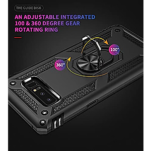 Samsung Galaxy Note 8 Case with 3D PET Screen Protectors, Androgate Military-Grade Metal Ring Holder Kickstand 15ft Drop Tested Shockproof Cover Case for Samsung Galaxy Note 8 Black
