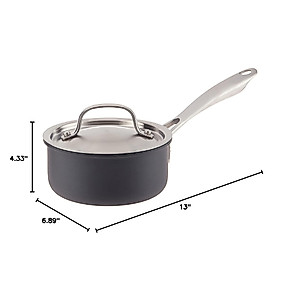 Cuisinart GG19-14 GreenGourmet Hard-Anodized Nonstick 1-Quart Saucepan with Cover, Black/Stainless