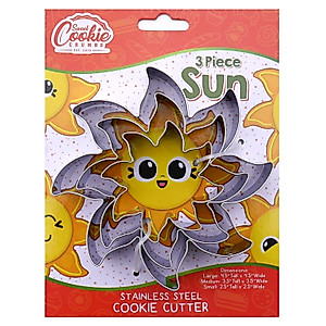 Sun Cookie Cutter 3 Piece Set, 3 Sizes, Premium Food-Grade Stainless Steel, Dishwasher Safe