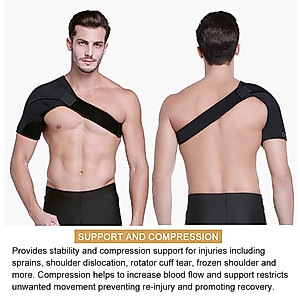 HUEGLO Right Shoulder Brace for Men,Torn Rotator Cuff Support Women Shoulder Stabilizer Brace for Shoulder Pain Relief