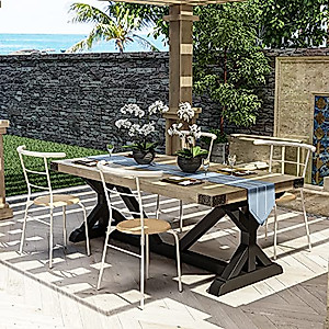 Bonzy Home Patio Chairs Set of 4, Metal Indoor-Outdoor Chairs, Lounge Chairs for Outside Pool, Bistro, Cafe, Restaurant, Kitchen, Wooden Stool Stackable Side Chairs with Back