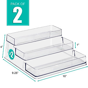 Sorbus Premium Spice Rack Organizer- Acrylic Seasoning Organizer for Cabinet- Durable Multipurpose Shelf Organizer- 3 Tier Storage for Room, Office, Countertop, Kitchen & Pantry Organization- 2 Pack