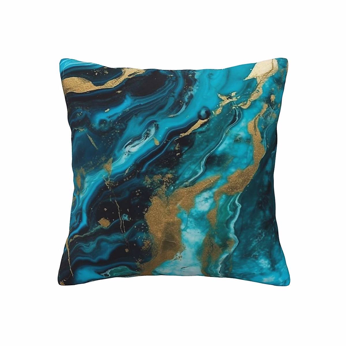 AdaNti Turquoise Blue Gold Marble Print Throw Pillow Cover Square Soft Cushion Cover Throw Pillow Case for Home Decor Living Room Bed Couch Car 20"x20"