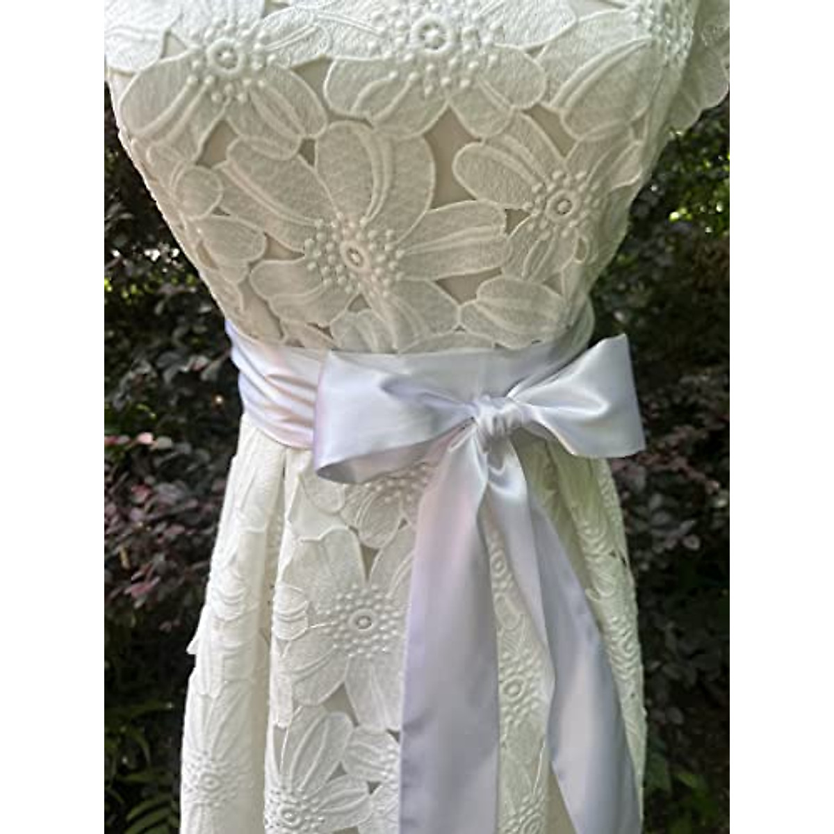 LORDRIE Wedding Satin Sash Bridal Belts For Special Occasion Dresses (White)