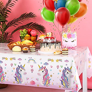 3 Pieces Unicorn Table Cloth Covers Disposable Unicorn Table Covers Larger Plastic Unicorn Tablecloths Rectangle Table Covers for Baby Shower Birthday Themed Party Supplies, 108 x 54 Inches