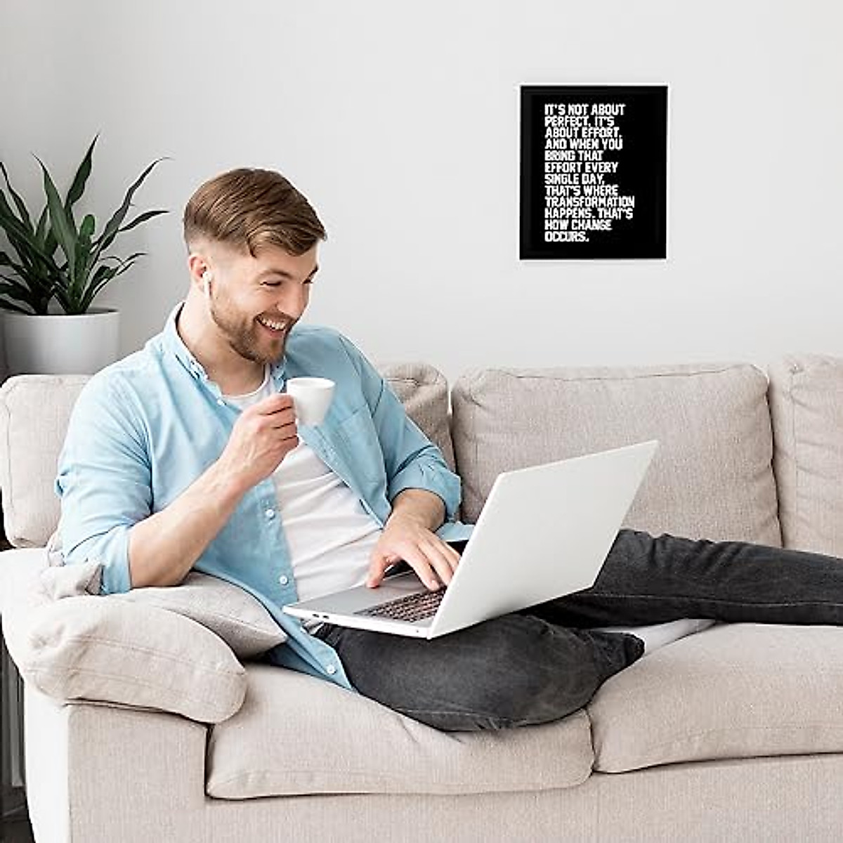 "It's Not About Perfect-It's About Effort"-Life Quotes Wall Art-8 x 10" Motivational Poster Print-Ready To Frame. Inspirational Home-Office-Classroom-Desk Decor. Perfect Sign to Inspire Effort!