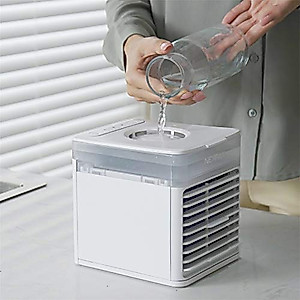 Portable Air Conditioner Fan, Mini Evaporative Cooler Personal Air Cooler with 7 Colors Light Changing, 3 Fan Speed, Super Quiet Humidifier Misting Fan for Home Office Bedroom, Wearable AC