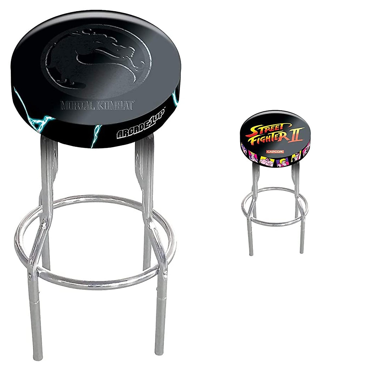 Arcade1Up Adjustable Padded Arcade Game Stool, Steel Frame, Midway Legacy, 21.5" to 29.5"