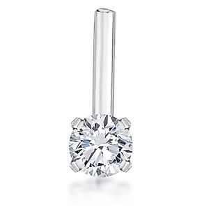 Lavari Jewelers 22 Gauge L-Shape Nose Ring for Women I 2 mm Cubic Zirconia Nose Ring for Her I 14k White Gold Nose Ring I CZ Unisex Stud Hypoallergenic Nostril Piercing Jewelry I 22G Body Piercing