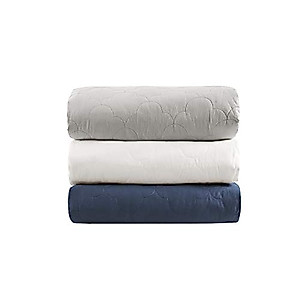 Beautyrest Deluxe Weighted Adult, Ogee Quilted 100% Cotton, Glass Beads Filling, and Removable Cover Calming Heavy Blankets, 60" x 70"-12Lbs, White