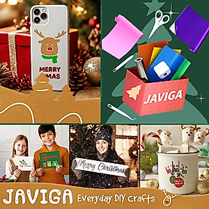 JAVIGA White Permanent Vinyl for Cricut Machines, 12" x 40 FT White Vinyl for Christmas Decorations Outdoor, Glossy White Adhesive Vinyl Roll for Wedding Party, Wall Stickers, Cards, Mug, Signs Decals