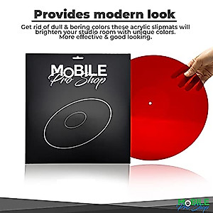 Mobile Pro Shop Acrylic Turntable Mat - Acrylic Slipmat for Vinyl LP Record Players - Improves Sound Quality & Provides Tighter Bass - Anti Static Platter mat (Red_lit)