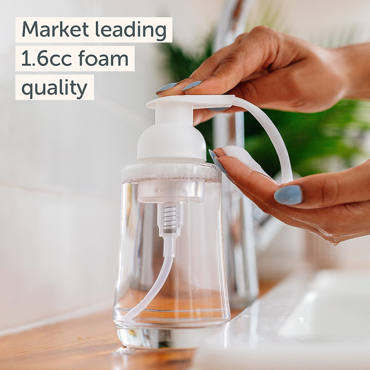 Tirtyl Foaming Replacement Pump Set - 2 Pack - 40mm (1.57”) Wide Rim (40/410 neck size) - Unique Matte Finish - High Rated 1.66c Foam Output for Maximum Foam (Matte White)