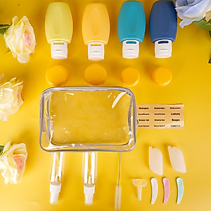 JaneJu Travel Bottles for Toiletries, TSA Approved 19 Pack, 3oz Leak Proof Travel Accessories Essentials Kit, Travel Accessories Set Silicone Squeezable Travel Containers for Shampoo Conditioner