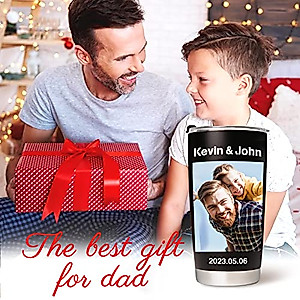 Personalized Coffee Tumbler With Picture Text Name Logo, Custom Photo 20oz Stainless Steel Tumbler With Lid And Vacuum Insulated, Personalized Coffee Travel Mug - Personalized Gifts for Women, Men