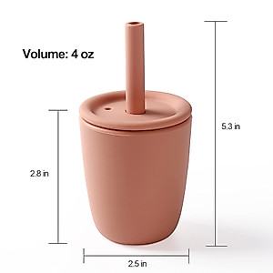 Socub Toddler Cup, Silicone Training Cup, Sprill proof Sippy Cup for Baby, BPA-Free, Unbreakable, 4oz, 6+ months, Power Rose