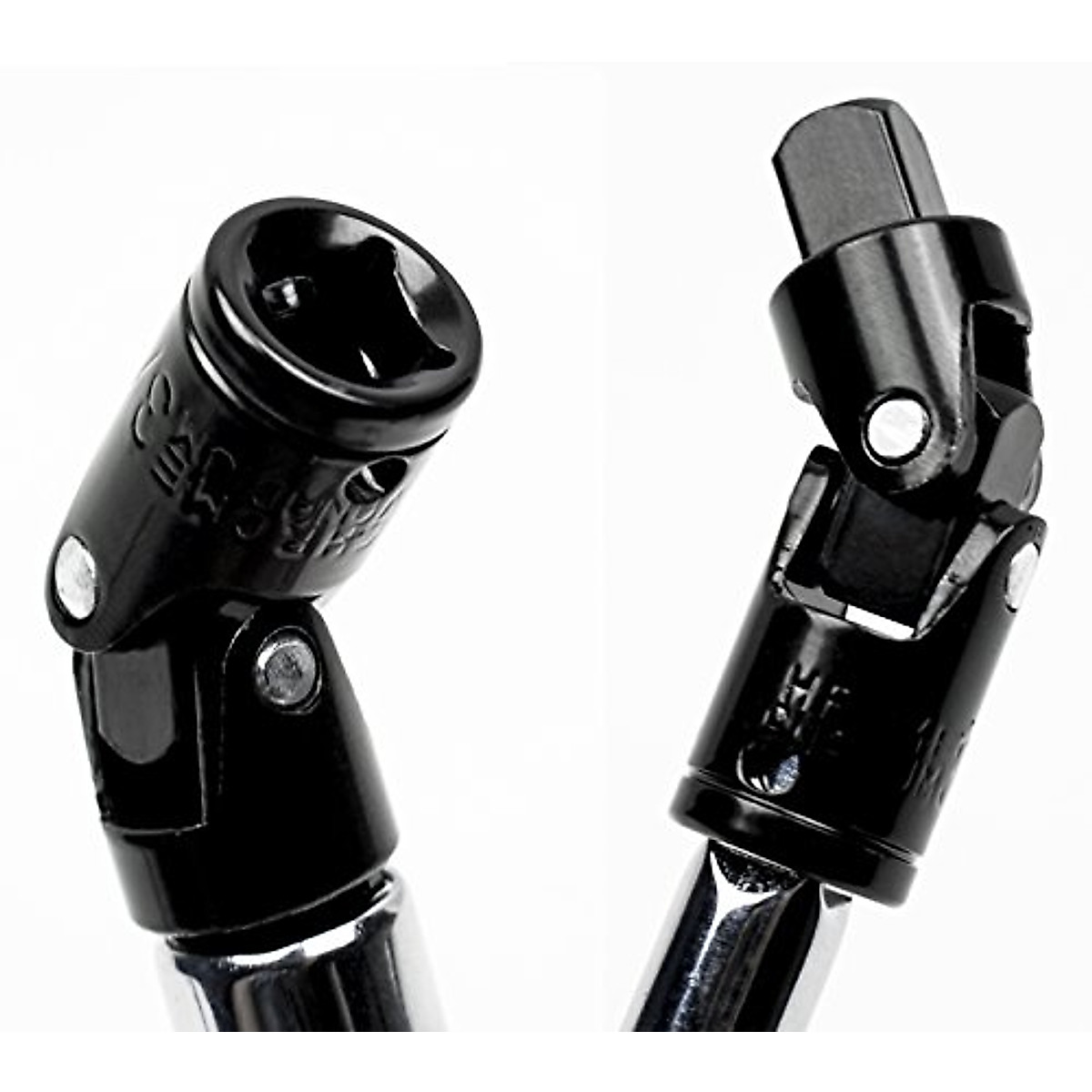 Bastex Black Complete Impact Universal Joint Set, Made of CR-V Steel. 3 Universal Joint Socket Piece Swivel Set. Wobble Elbow Extension Sets