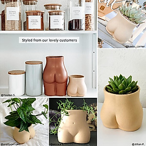 Body Vase Female Form, Butt Planter, Cheeky Flower Vases w/Drainage, Speckled Matte Nude Ceramic, Women Booty Shaped Sculpture, Modern Boho Decor Plant Pot Feminist Cute Minimalist Chic Small Bathroom