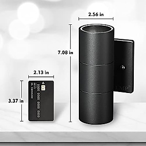LMP Modern Outdoor Wall Light Porch Light Patio Light with Black Aluminum Finish for Decoration,Garage 2Packs Black