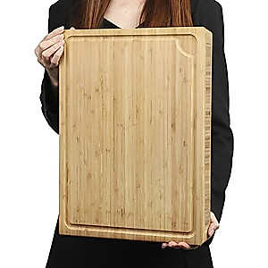 Thick Bamboo Cutting Board, Large Kitchen Chopping Board for Meat, 1.4" Thickened Heavy Duty Butcher Block Cutting Board with Juice Groove, for Cutting Meat, Bones and Vegetables, 100% Organic Bamboo
