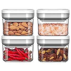 MR.SIGA 4 Pack Airtight Food Storage Container Set, BPA Free Kitchen Pantry Organization Canisters, One-Handed Airtight Cereal Snack Candy Storage Containers, 360ml / 12.2oz, Small, White