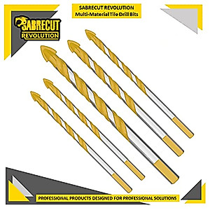 SabreCut SCTBA5 Multi-Material Tile Drill Bits Set for Ceramic Porcelain Granite Marble with Durable Storage Box