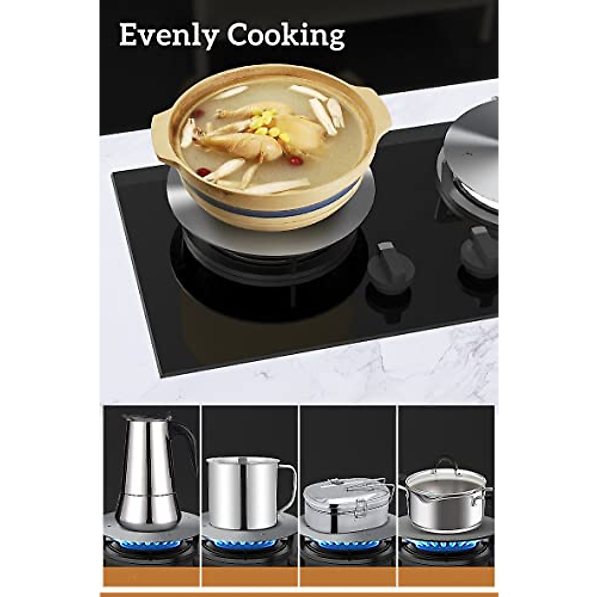 Heat Diffuser Induction Adapter Plate for Gas Electronic Stove, NISPOTDOR Induction Converter Disk Simmer Plate with Detachable Handle for Milk Coffee Cookware, 11inch