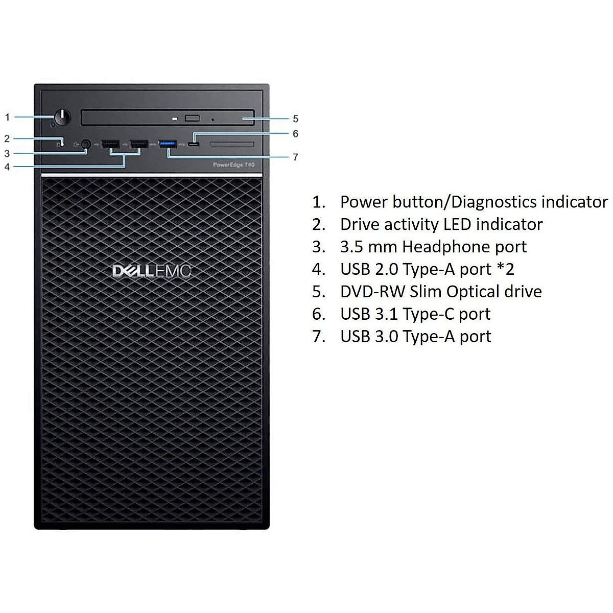 Dell PowerEdge T40 Server, BTX Intel Xeon E-2224G 3.5GHz, 8GB 2666MT/s DDR4, 1TB 7.2K RPM SATA, Windows Server License is not Included